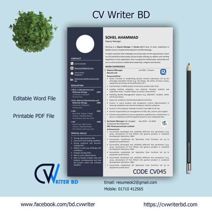 Resume Design – CV Writer BD