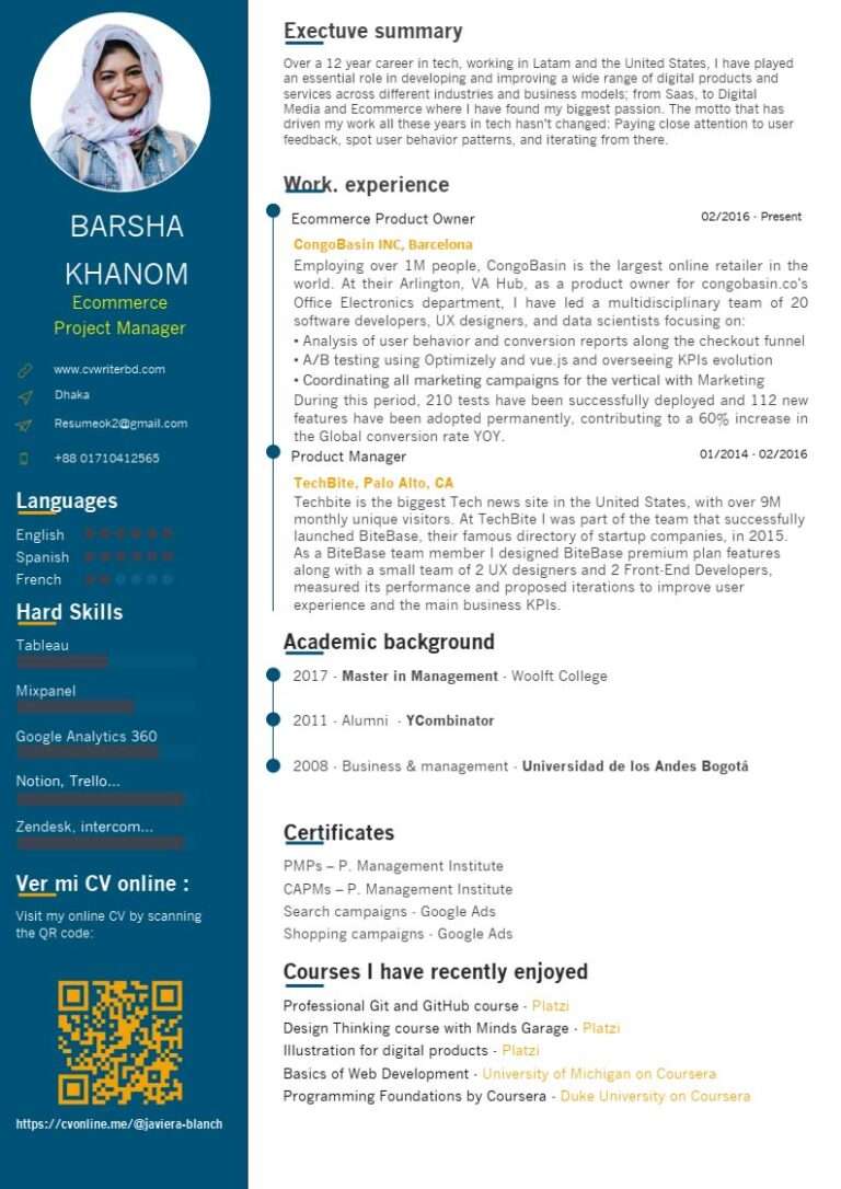 Resume Template – CV Writer BD