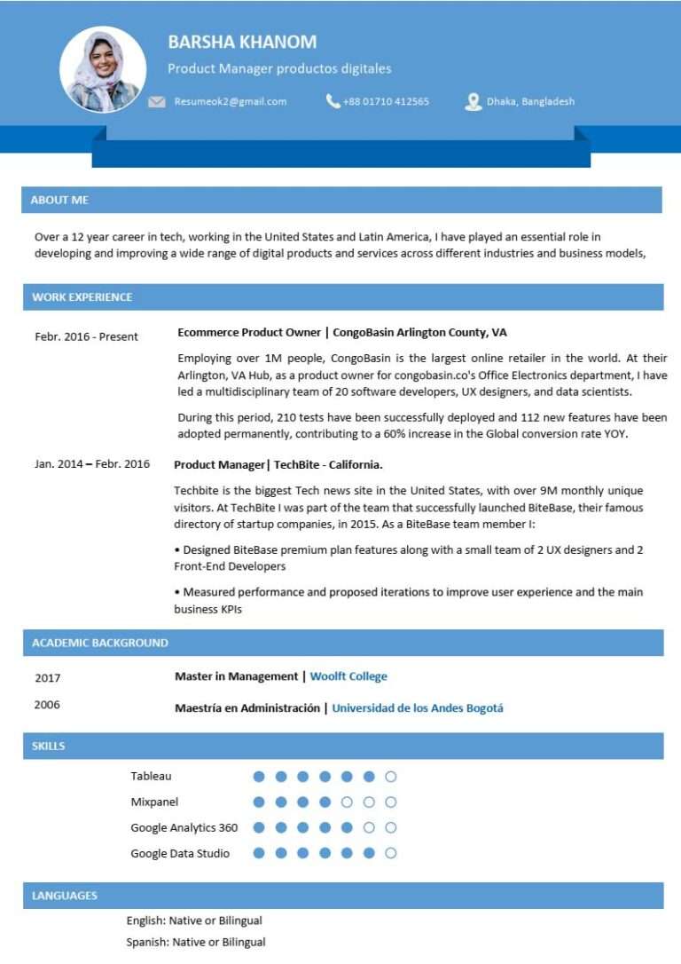 Resume Template – CV Writer BD