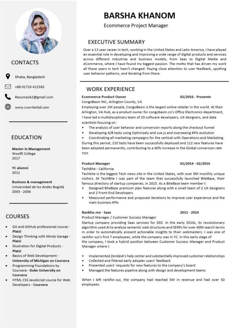 Resume Template – CV Writer BD