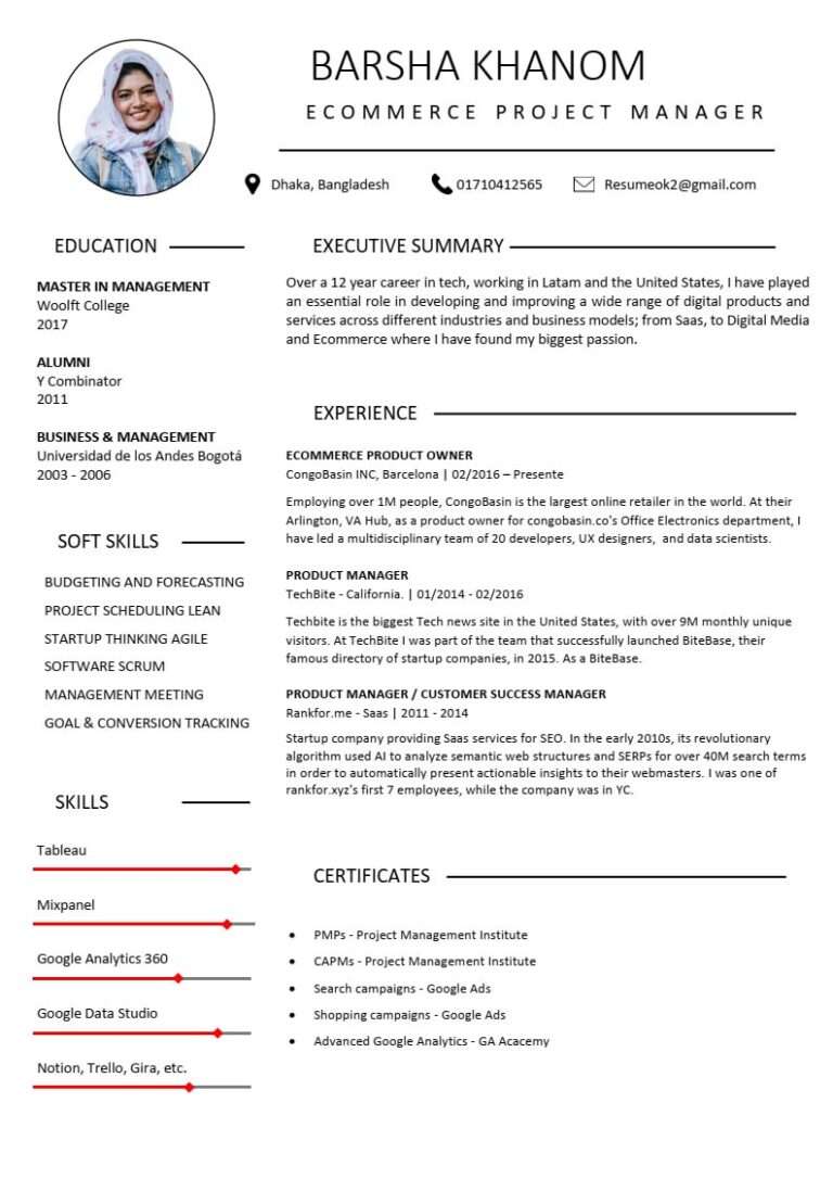 Resume Template – CV Writer BD
