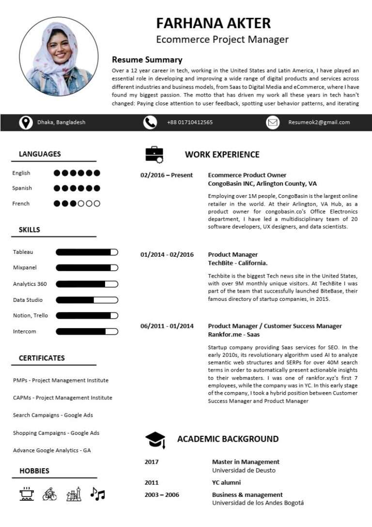 Resume Template – CV Writer BD