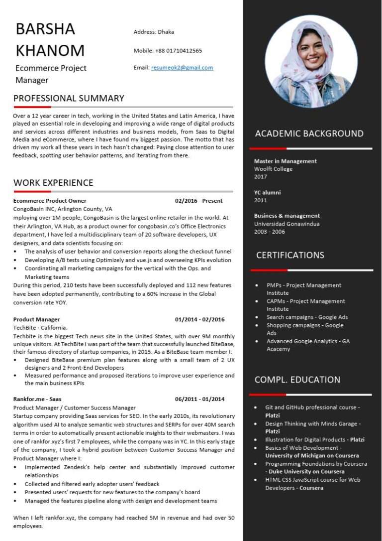 Resume Template – CV Writer BD
