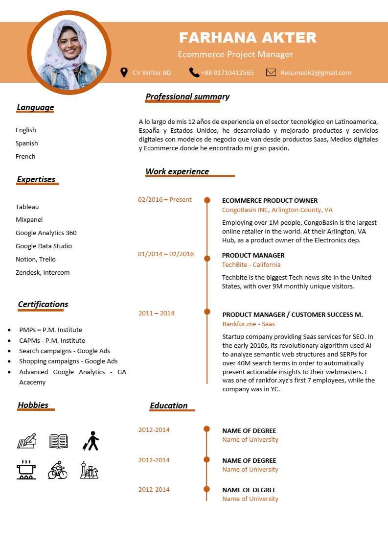 Resume Template – CV Writer BD